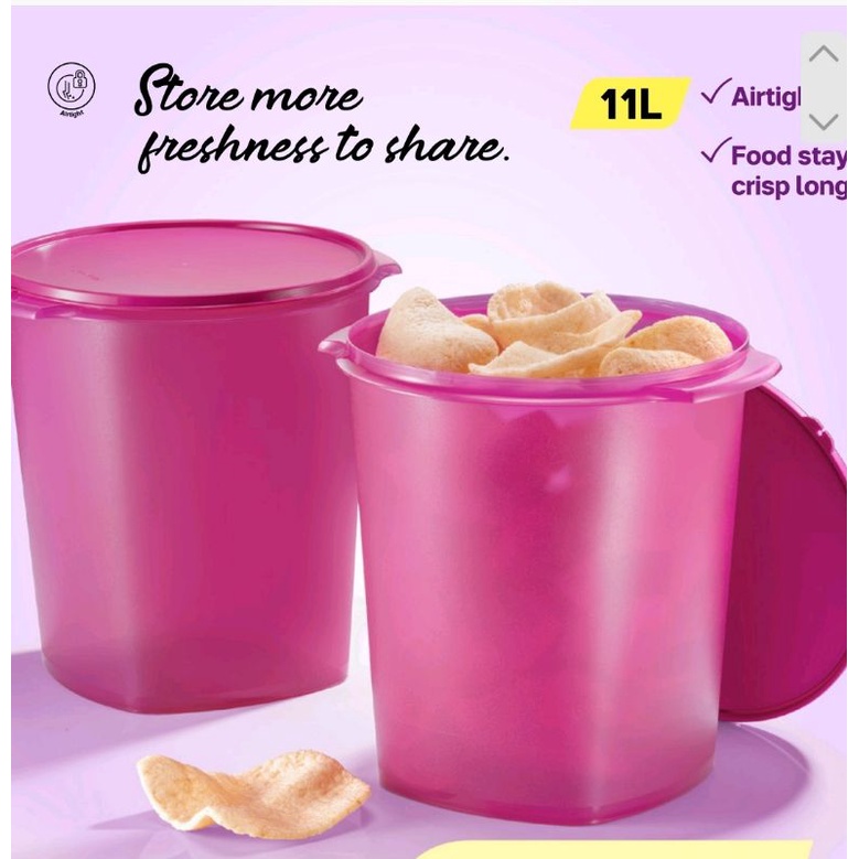 TUPPERWARE TALL CANISTER 11L / BEKAS KEROPOK TUPPERWARE/ TONG KEROPOK ...