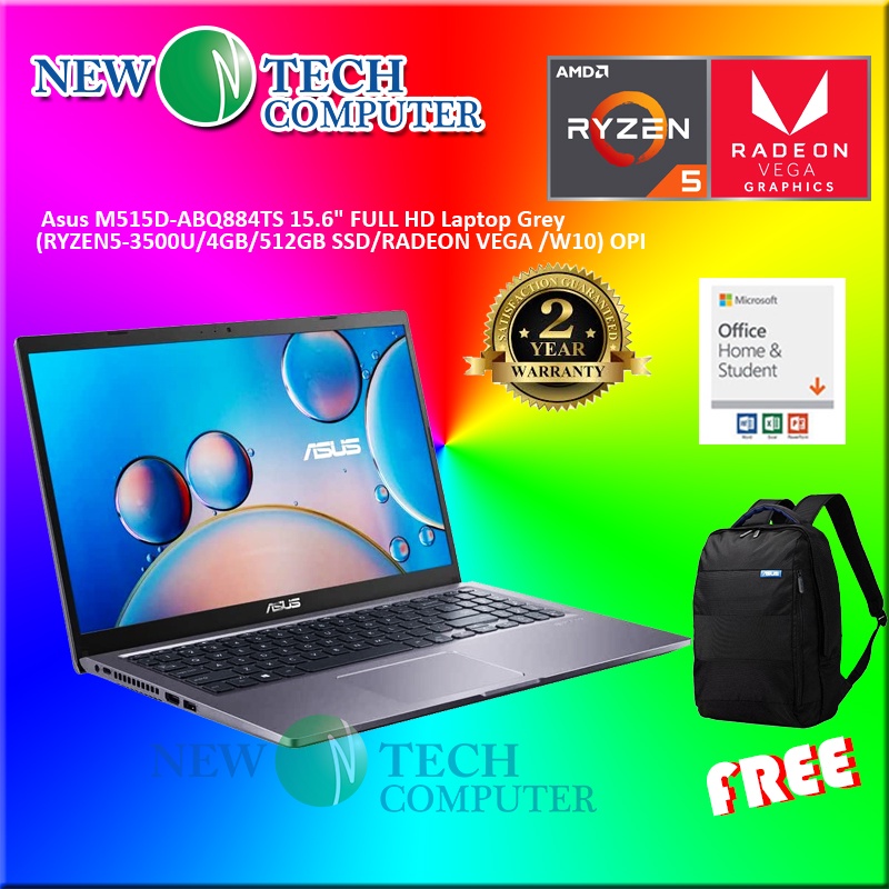 LAPTOP ASUS M515D-ABQ884TS 15.6" FULL HD Grey (RYZEN5-3500U/4GB/512GB ...