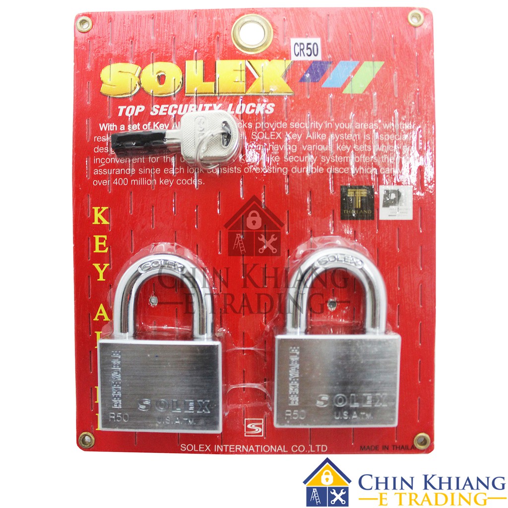 Solex CR50-02 Key Alike System Top Security Locks 50mm (2 Pcs) | Shopee ...