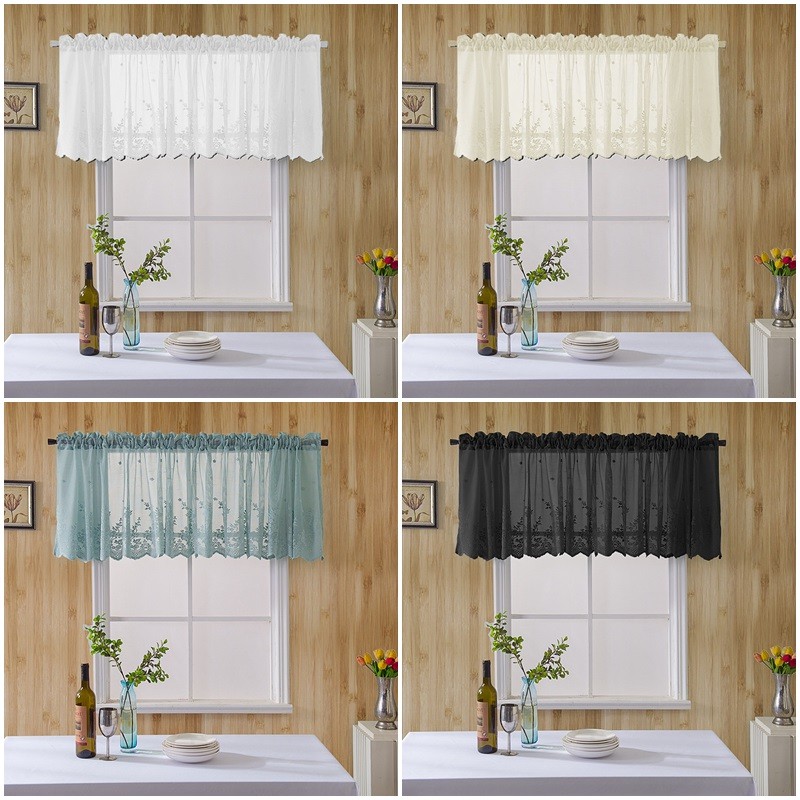 Home Soft Short Curtain Kitchen Window Floral Curtain Diaphanous ...