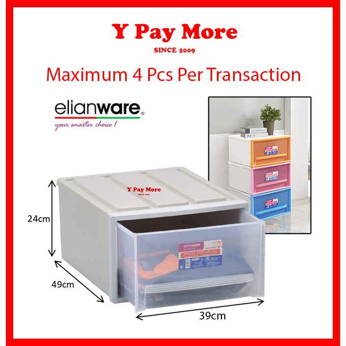 Elianware E-641 Signature Large Stackable Drawer Storage Box | Shopee ...