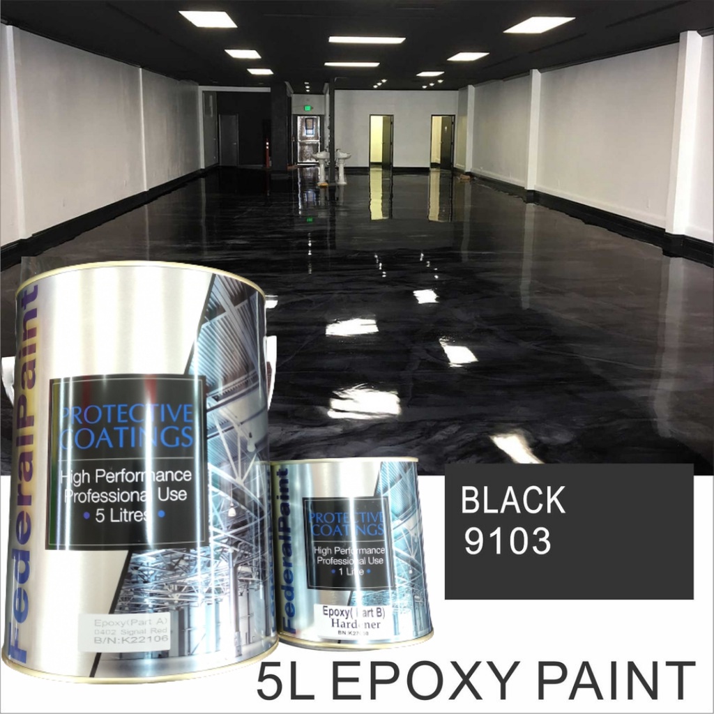9103 BLACK ( 5L EPOXY FEDERAL ) Paint Epoxy Floor Paint Coating 5 LITER ...