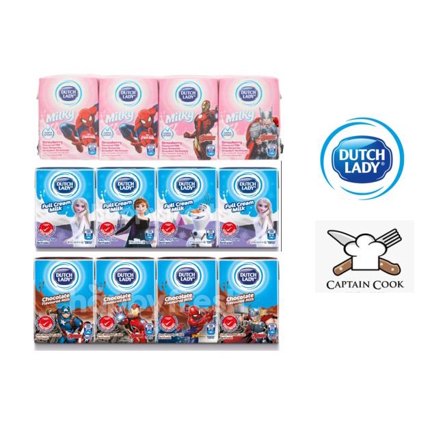 DUTCH LADY UHT Kids Mini Milk 125ml x 4 ( Full Cream / Chocolate ...