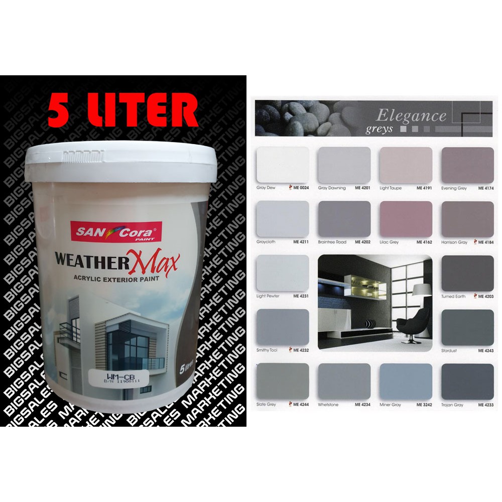 5 Litres SANCORA Weather Max Weatherproof Exterior Wall Paints Finish ...