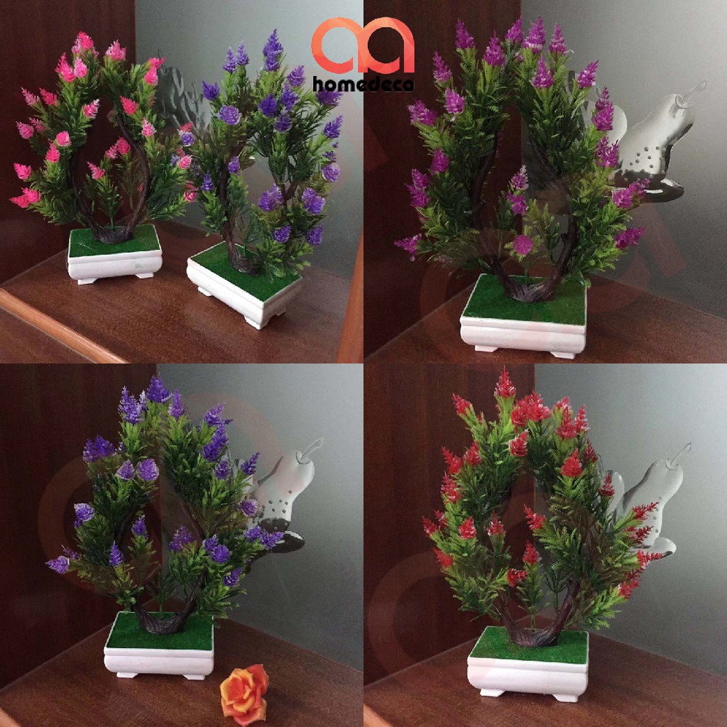 Artificial Flower Bonsai Bunga Hiasan Meja Mini Bunga Palsu With Pot ...