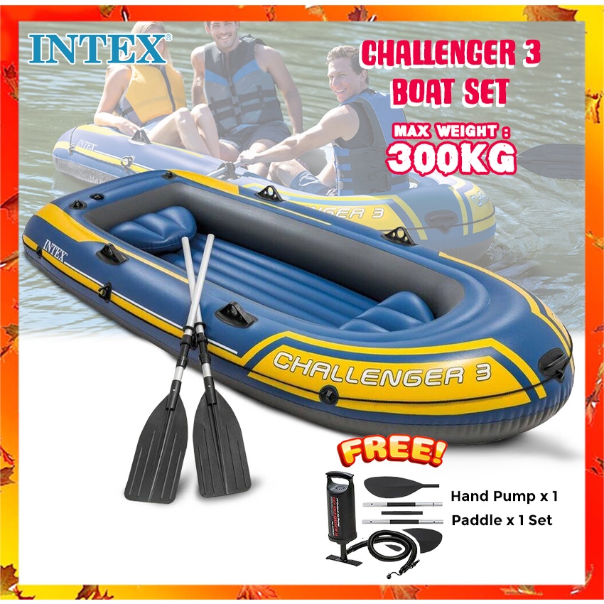 INTEX 68370 Challenger 3 Boat Set Inflatable Boat Fishing Boat PVC ...