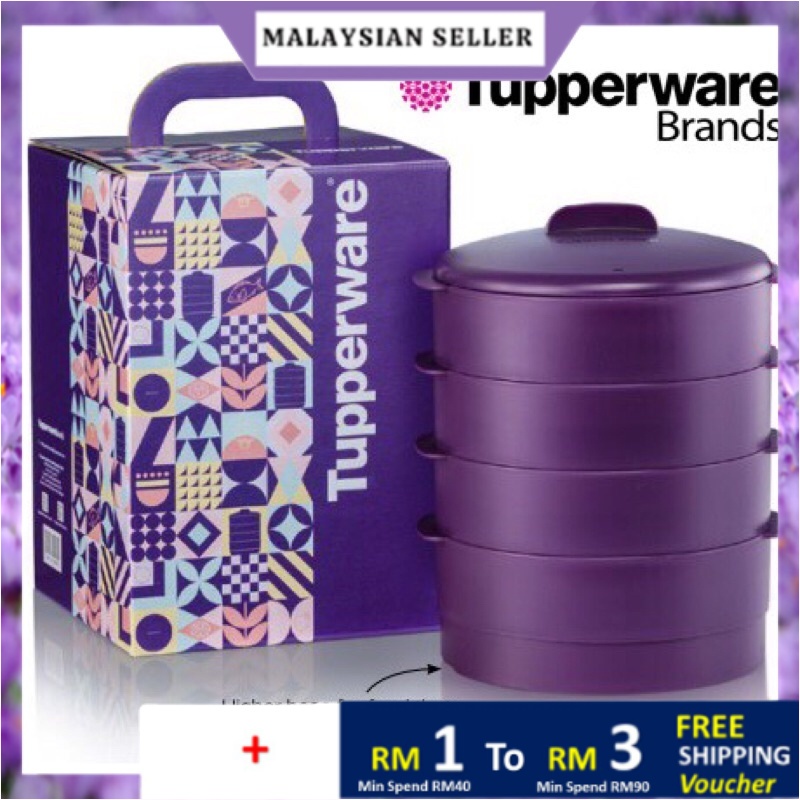 New Tupperware Steam It - 4 Layers ( Purple ) / Steamable Snack Cups (4 ...