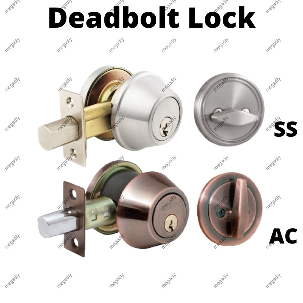 Tri-circle Stainless Steel Thumbturn & Key Deadbolt Lock Tombol bilik ...