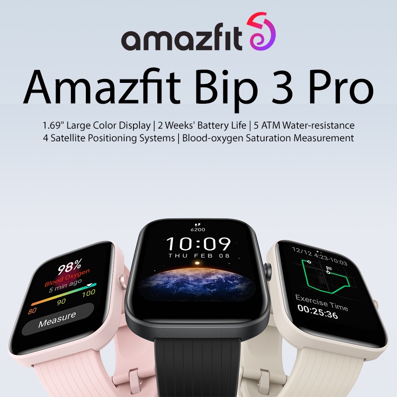 Amazfit Bip 3 Pro A2171 Smart Watch Heart Rate Blood Pressure Monitor ...