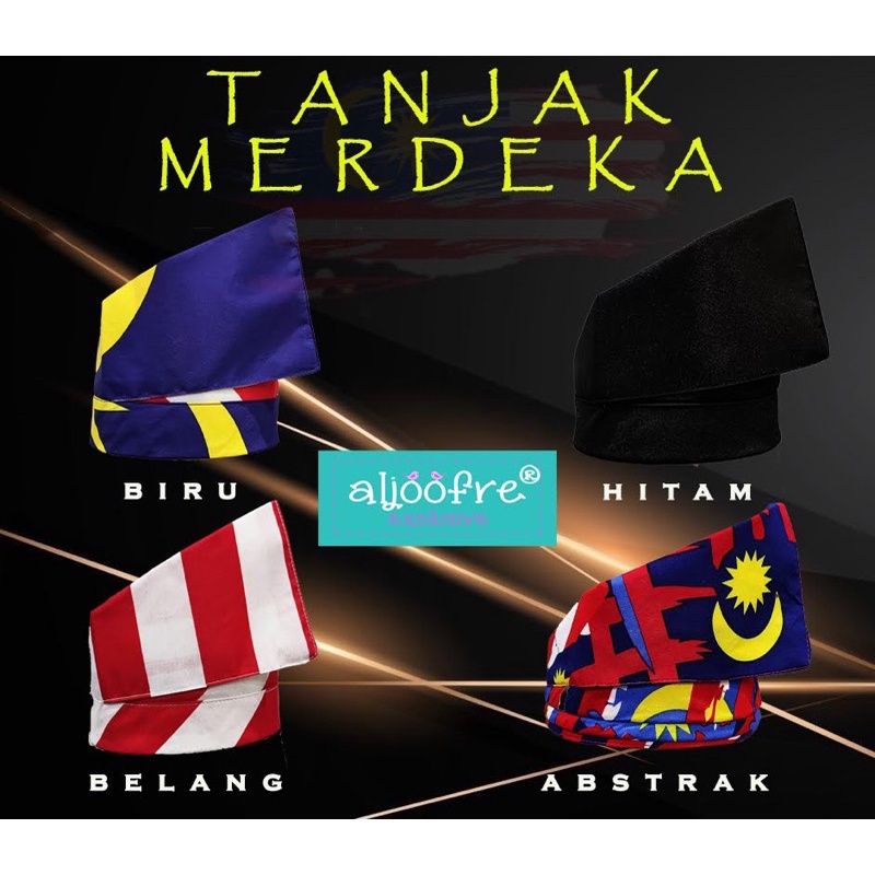 Tanjak Tengkolok Hitam & Bendera Merdeka Keras, Siap Jahit, Adjustable ...