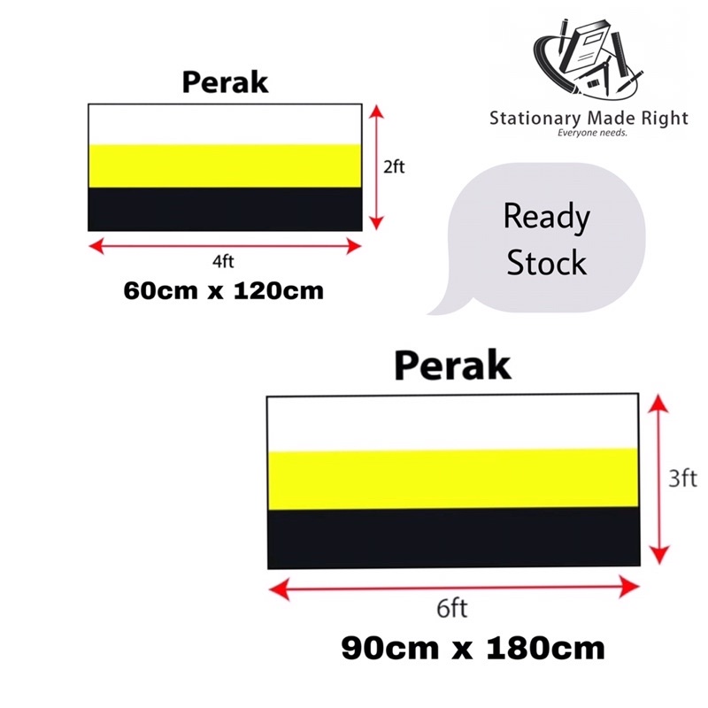 Bendera Perak (2ft x 4ft)(3ft x 6ft)Perak Flag | Shopee Malaysia