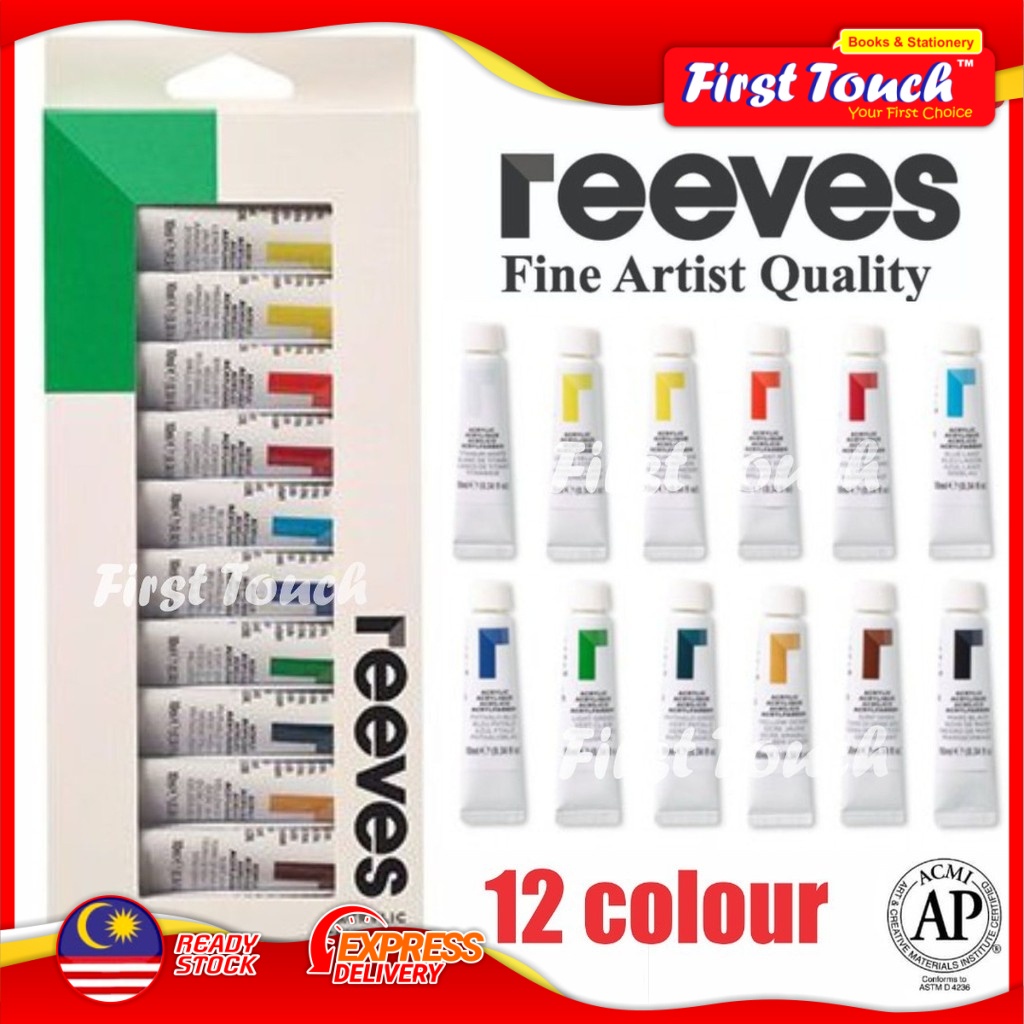 REEVES Artist Acrylic Colour Paint Set 12 colours / 12ml | Shopee Malaysia
