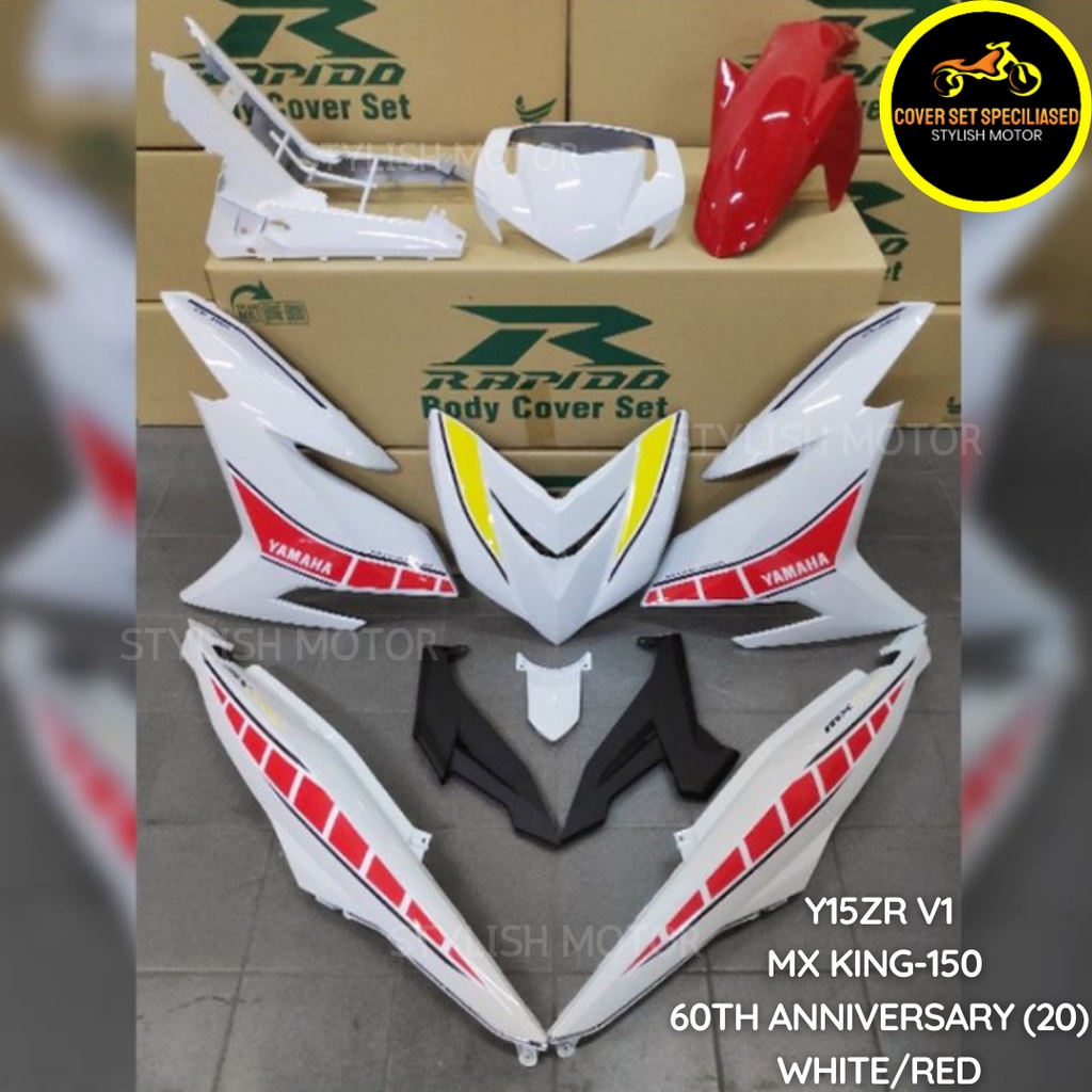 RAPIDO COVER SET Y15ZR V1/V2 MX KING-150 60TH ANNIVERSARY (20) WHITE/RED | Shopee Malaysia