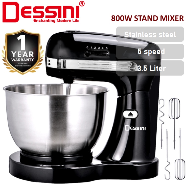 DESSINI ITALY 5 Speed Electric Stand Mixer Egg Beater Blender Grinder Dough Whisk Mesin 3.5L ...