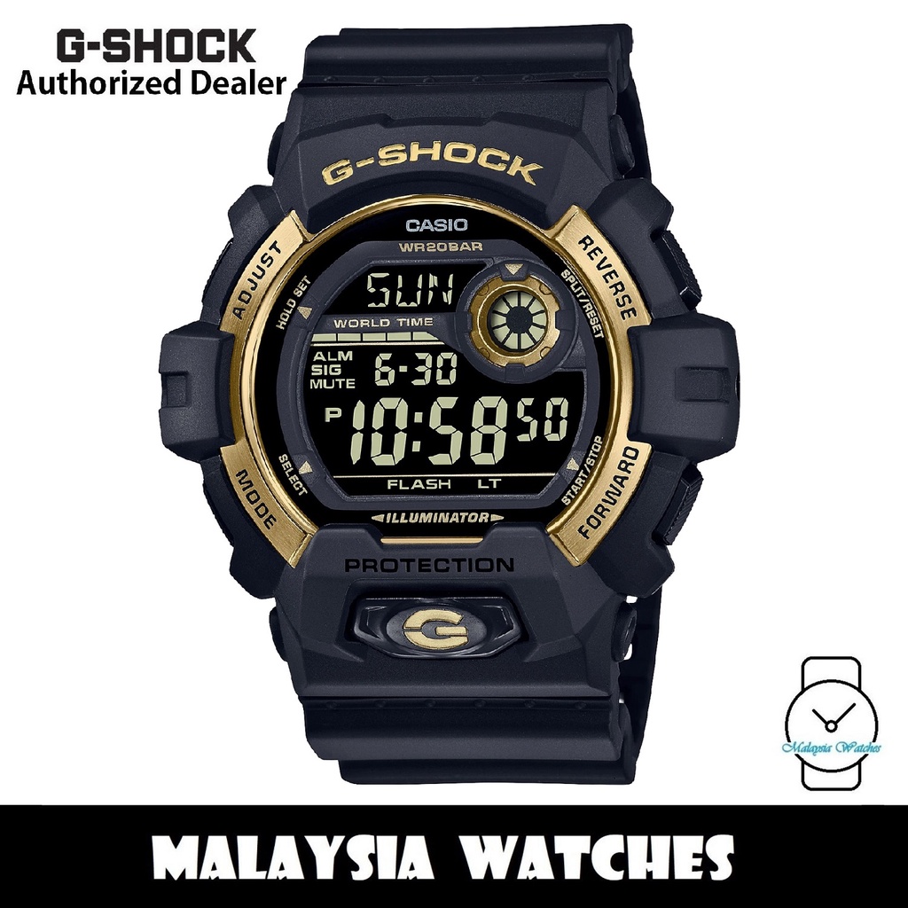 (OFFICIAL WARRANTY) Casio G-Shock G-8900GB-1 Digital Black & Gold-Tone ...