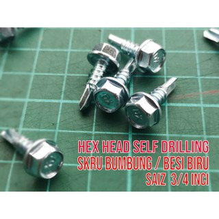 100 pcs Skru Screw Besi Biru / C-Channel Self Drilling Hex Head ...