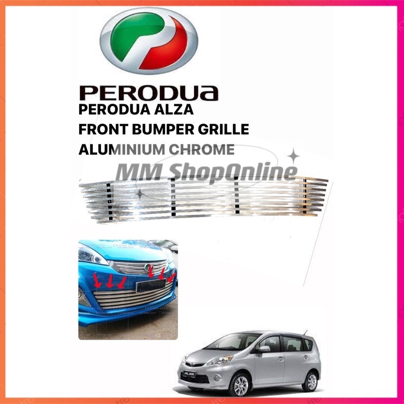 PERODUA ALZA FRONT BUMPER LOWER BOTTOM GRILLE CHROME ALUMINIUM | Shopee ...