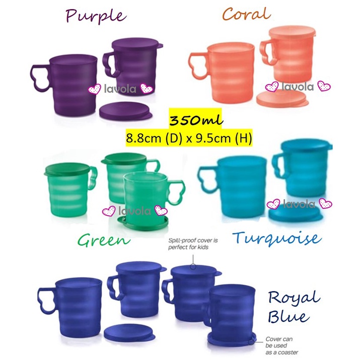 Tupperware Mug with Seal 350ml (1pc), cawan santai dengan penutup ...