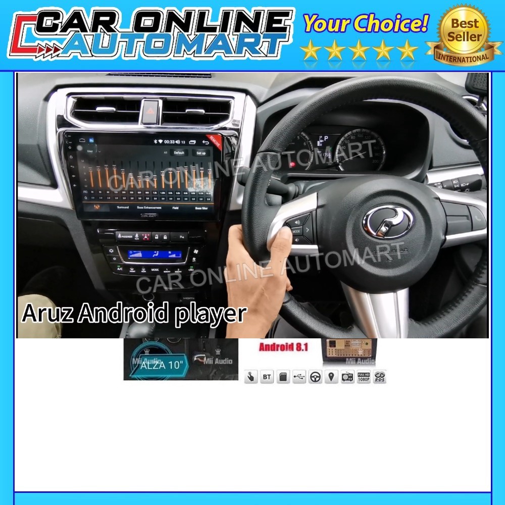 PERODUA ARUZ BIG SCREEN ANDROID 12 MEDIA PLAYER WITH CASING & OEM PLUG ...