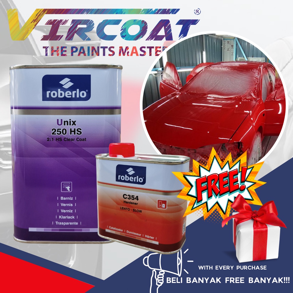 ROBERLO ROBERLO Premium 2K High Solid 250 Clearcoat 1 Ltr + C354 Hardener 500ml | Shopee Malaysia