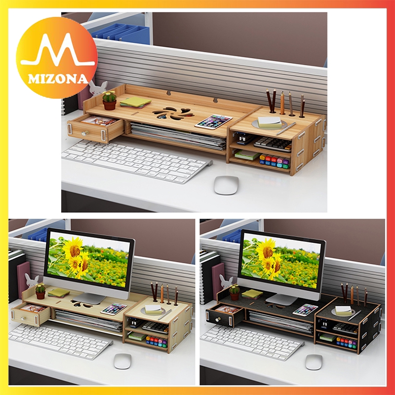 MIZONA Multi Functional Computer Shelf Office Student DIY Wooden ...