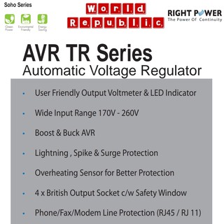 Right Power AVR 800VA TR800-LE TR800LE TR-800LE / 1000VA TR1000-LE ...