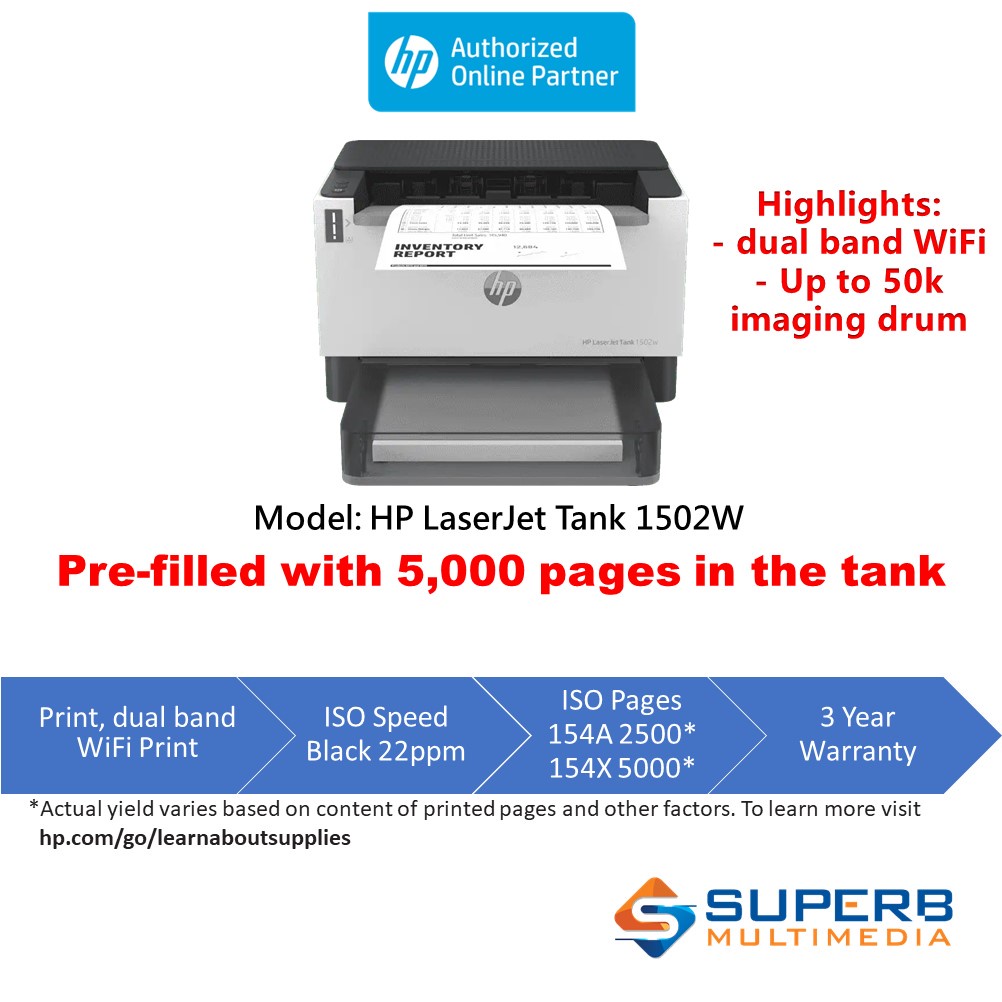 HP LaserJet Tank 1502w Printer (Print, WiFi Print) | Shopee Malaysia