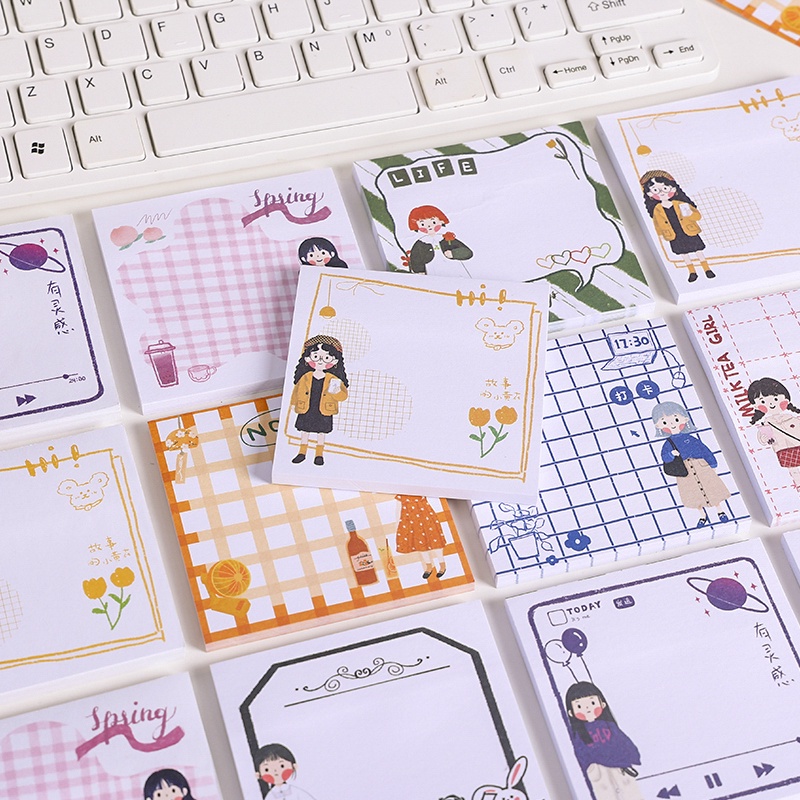 4 Books Lovely JK Girl Series Sticky Notes Student Tearable Mini Note ...
