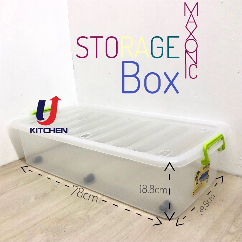 MAXONIC 42L Transparent Rectangular Storage Box With Wheel M9903 ...