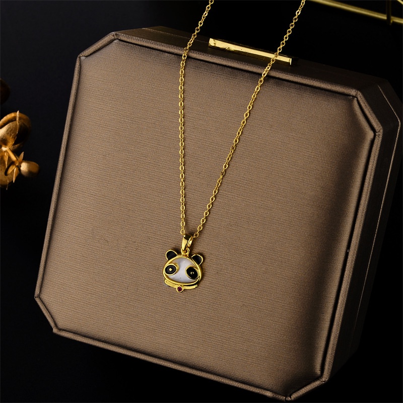 2022 Tik Tok Hot Jewelry lucky Panda Stainless steel Zircon Necklace ...