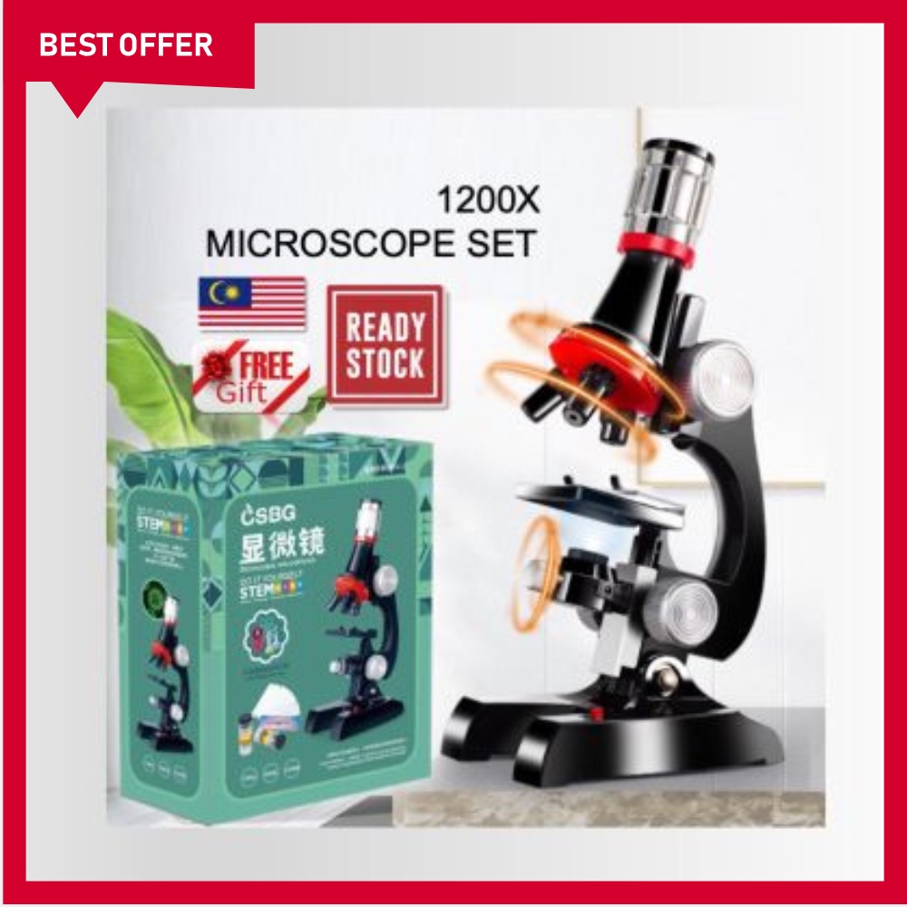 [ READY STOCK + FREE GIFT ] Full Set STEM 1200X Microscope Set For ...
