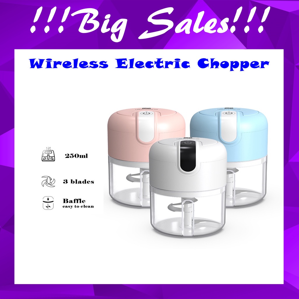 Ready Stock 250ML Mini Blender Garlic Chopper Portable Electric Food ...