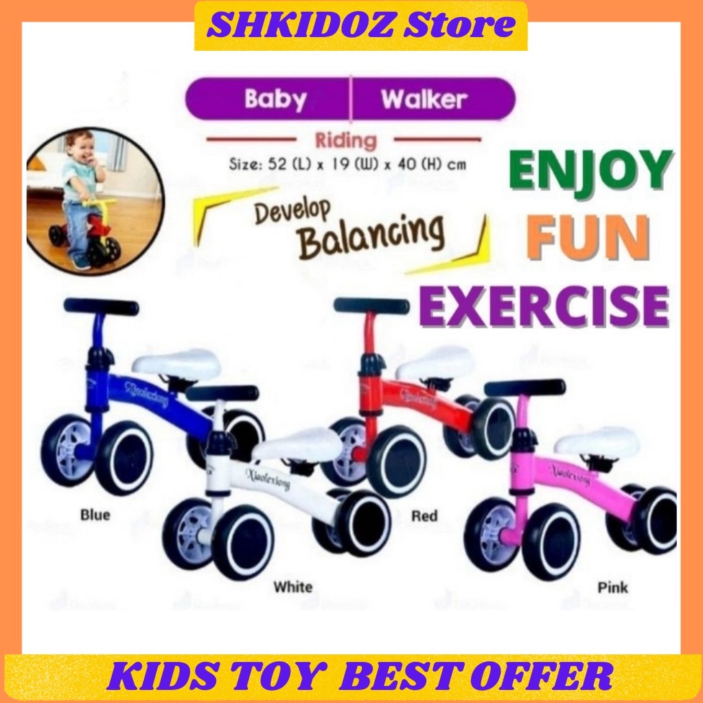 Basikal Mini Budak Kids Toys Walker Baby Balance Car Bike Scooter Four ...