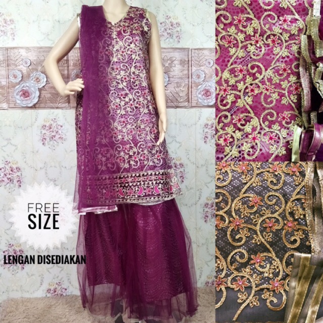 JAMAWAR SHARARA SHALWAR QAMEEZ SONGKET BAJU PUNJABI SUIT READY MADE ...