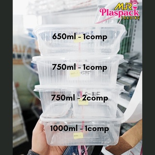 (Kotak) Disposable Plastic Container (Clear) 650ml 750ml 1000ml/ Bekas ...