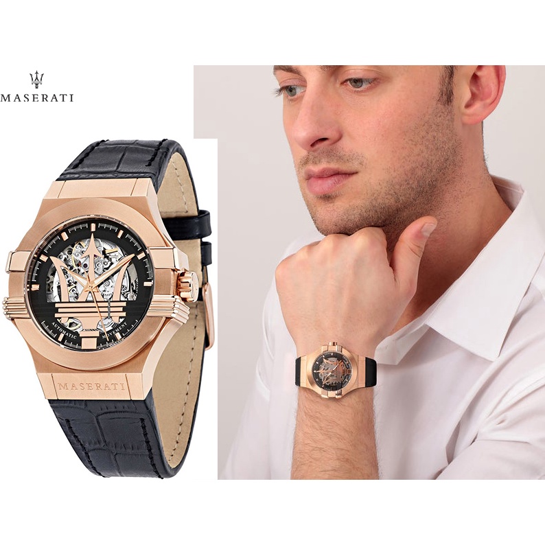 Maserati Potenza Skeleton Limited Edition Dial Black Strap