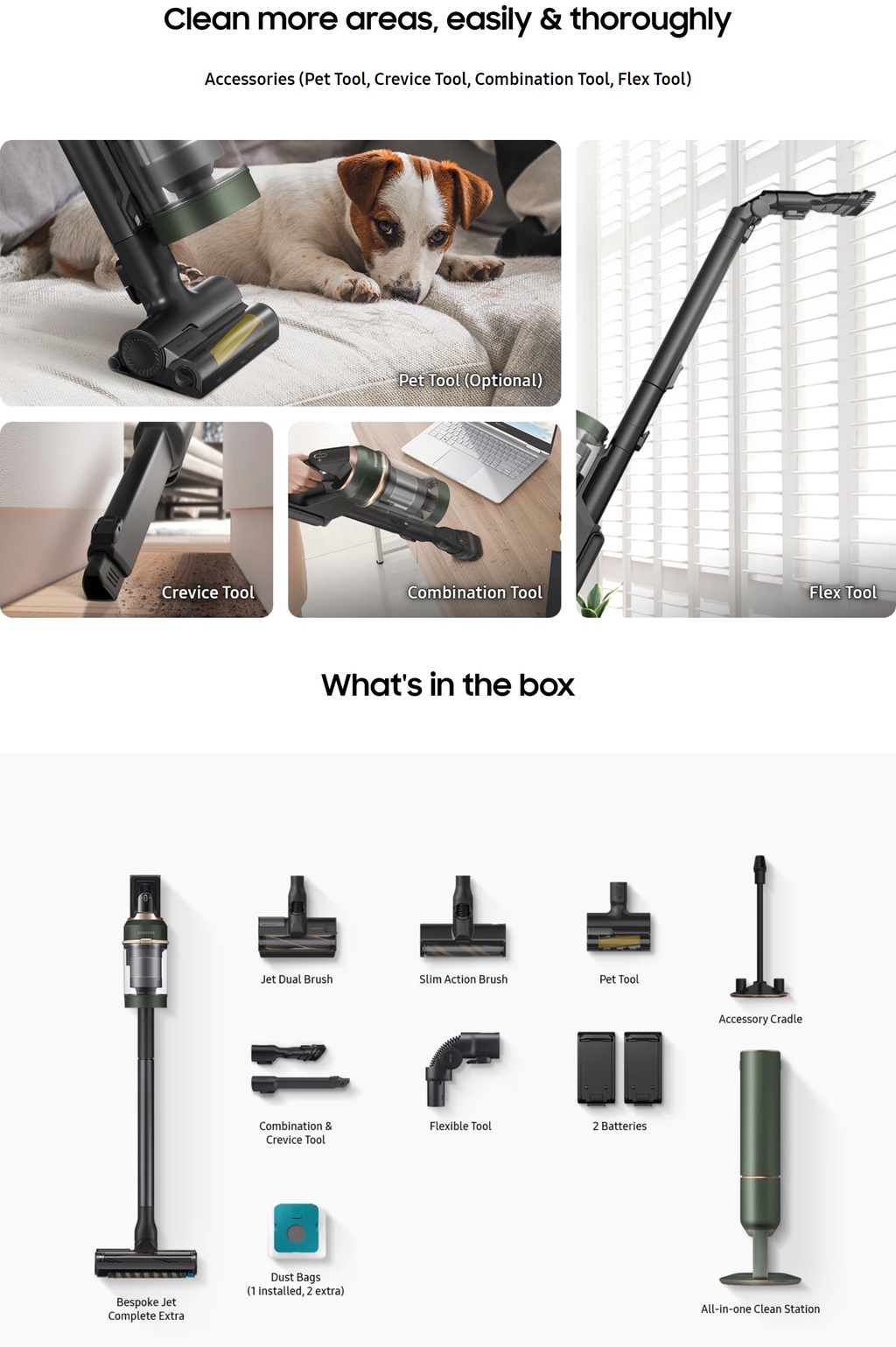 Samsung 210W Bespoke Jet Complete Extra Stick Vacuum Cleaner ...