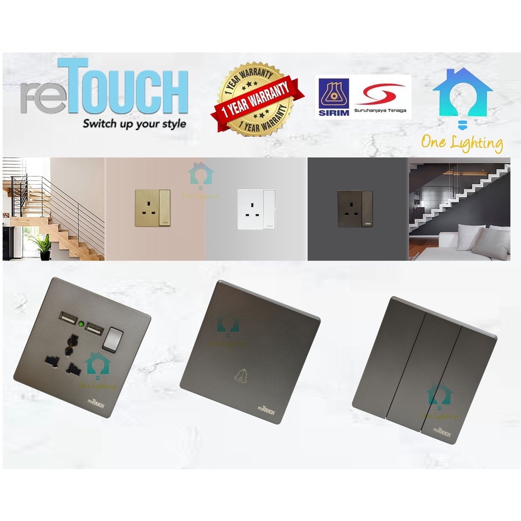 [SIRIM] Retouch Ultra Rimless Socket and Wall Switch Slim Modern Switch ...