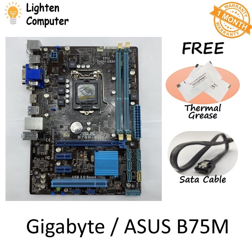 【FREE GIFT】 ASUS B75M-A / B75M-PLUS GIGABYTE GA-B75M-D3V/ GA-B75-DS3V ...