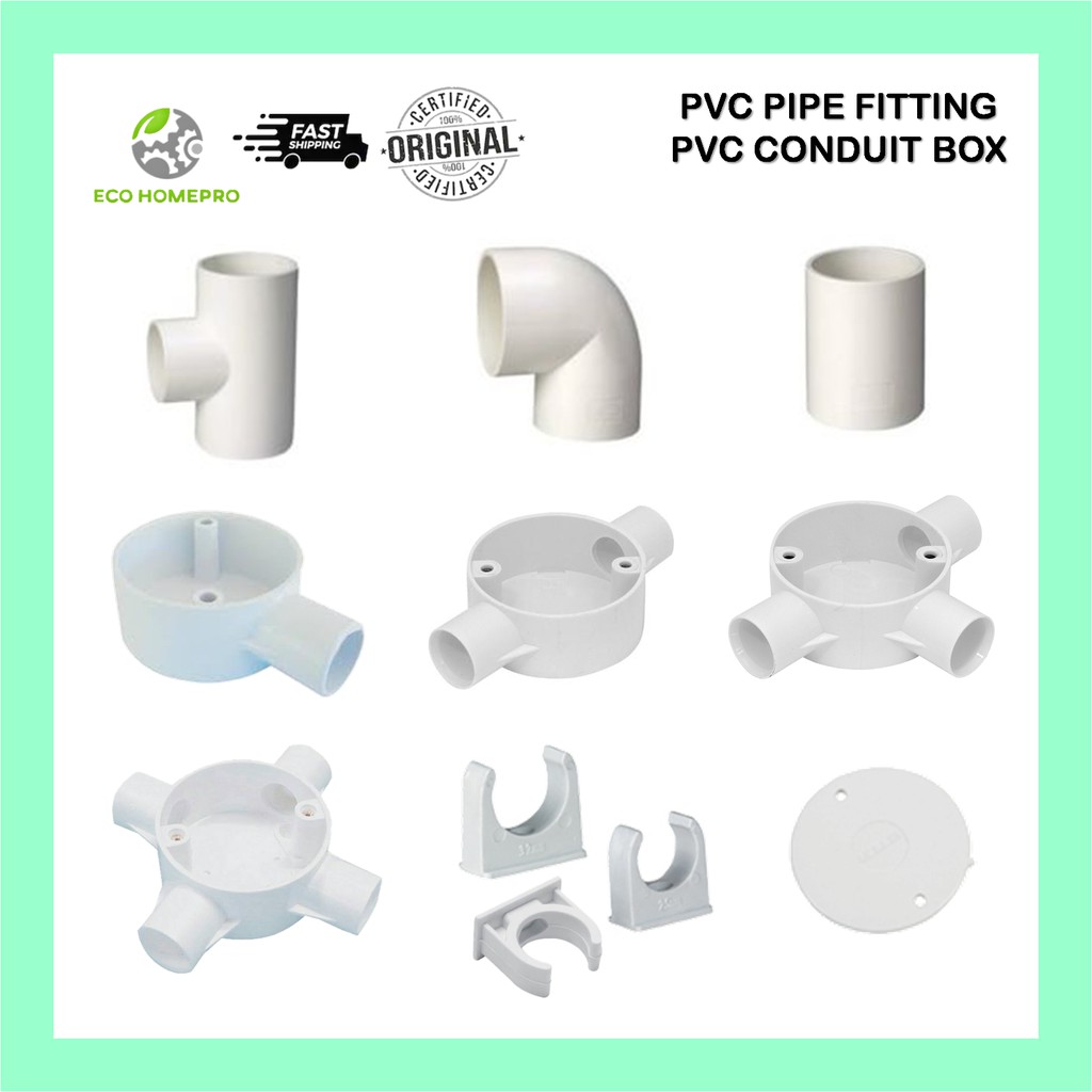 PVC Pipe Fitting / PVC Conduit Box / Saddle / PVC Lid Cover | Shopee ...