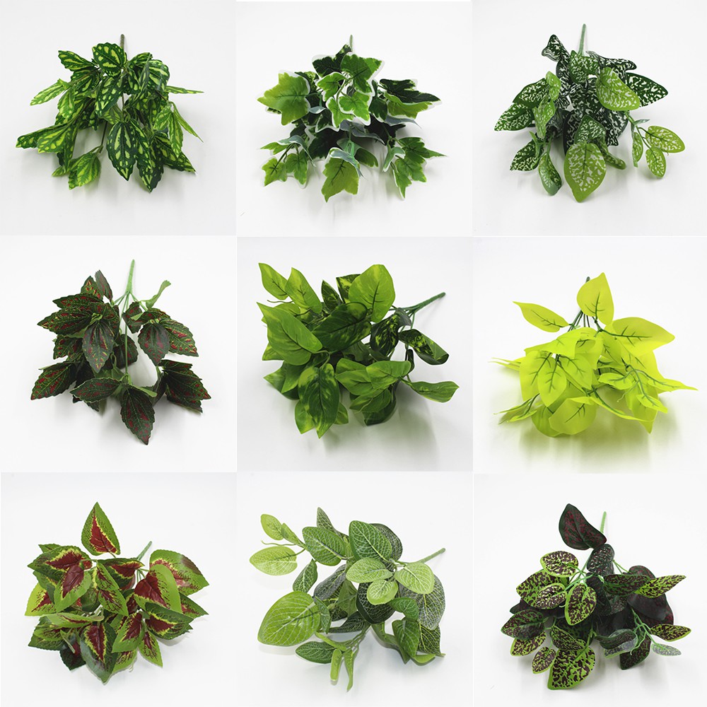 Green Artificial Plants Fake Flower Leaf Foliage Bush Home Office ...