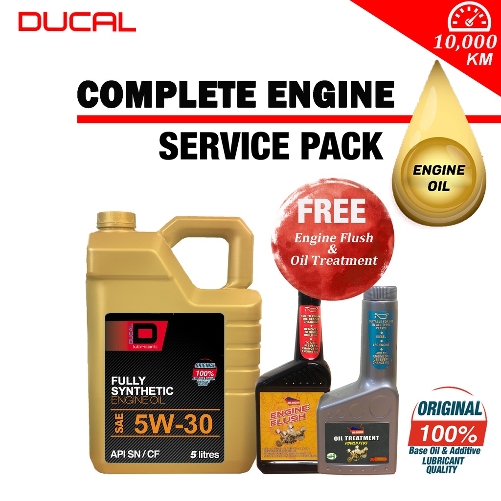 DUCAL FULLY SYNTHETIC Engine Oil 5W30 API SN/CF 5 Litres (FREE ENGINE FLUSH & OIL TREATMENT ...