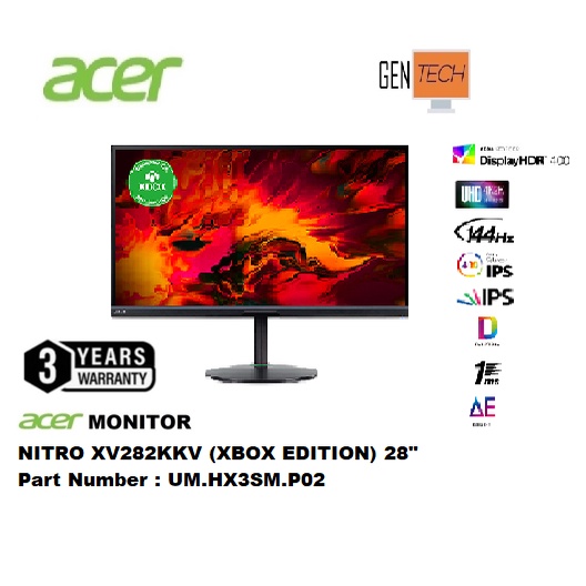 (Pre Order) Acer Nitro (XV282K/XV282K KV) UM.HX3SM.P02 28" IPS 4K UHD ...