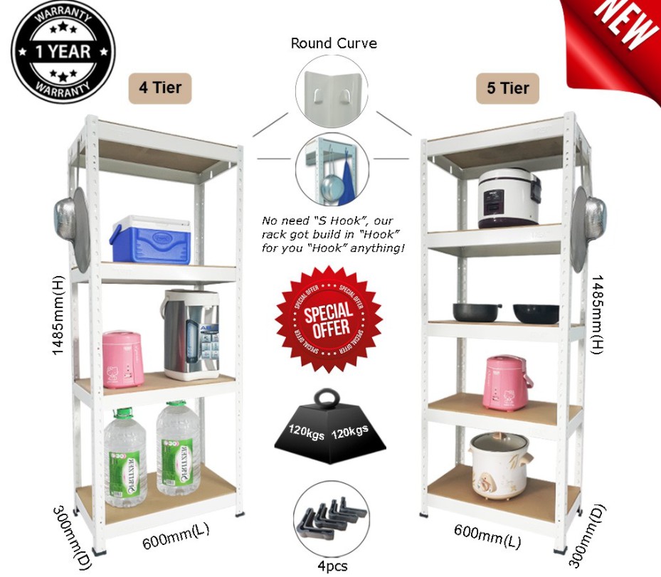 Multipurpose 4 Tier or 5 Tier Boltless Storage Rack / Display Rack ...