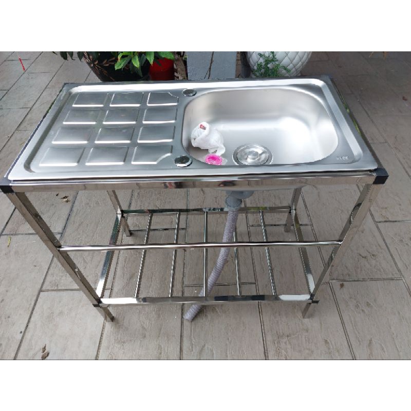Stainless steel single sink with platform integrated dishwashing and ...