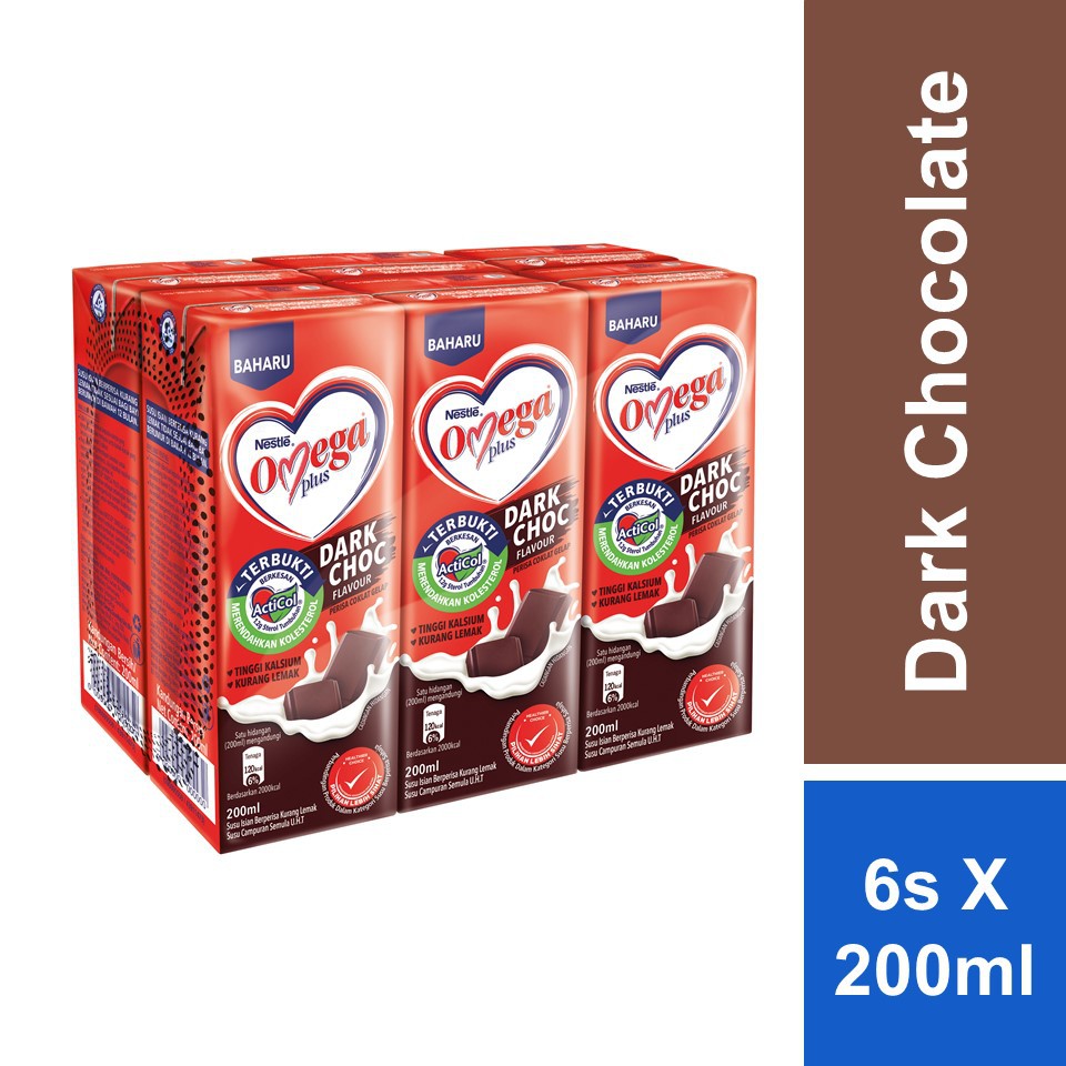 [Not For Sale] Nestle Omega Plus UHT Dark Chocolate Flavour Milk (200ml ...