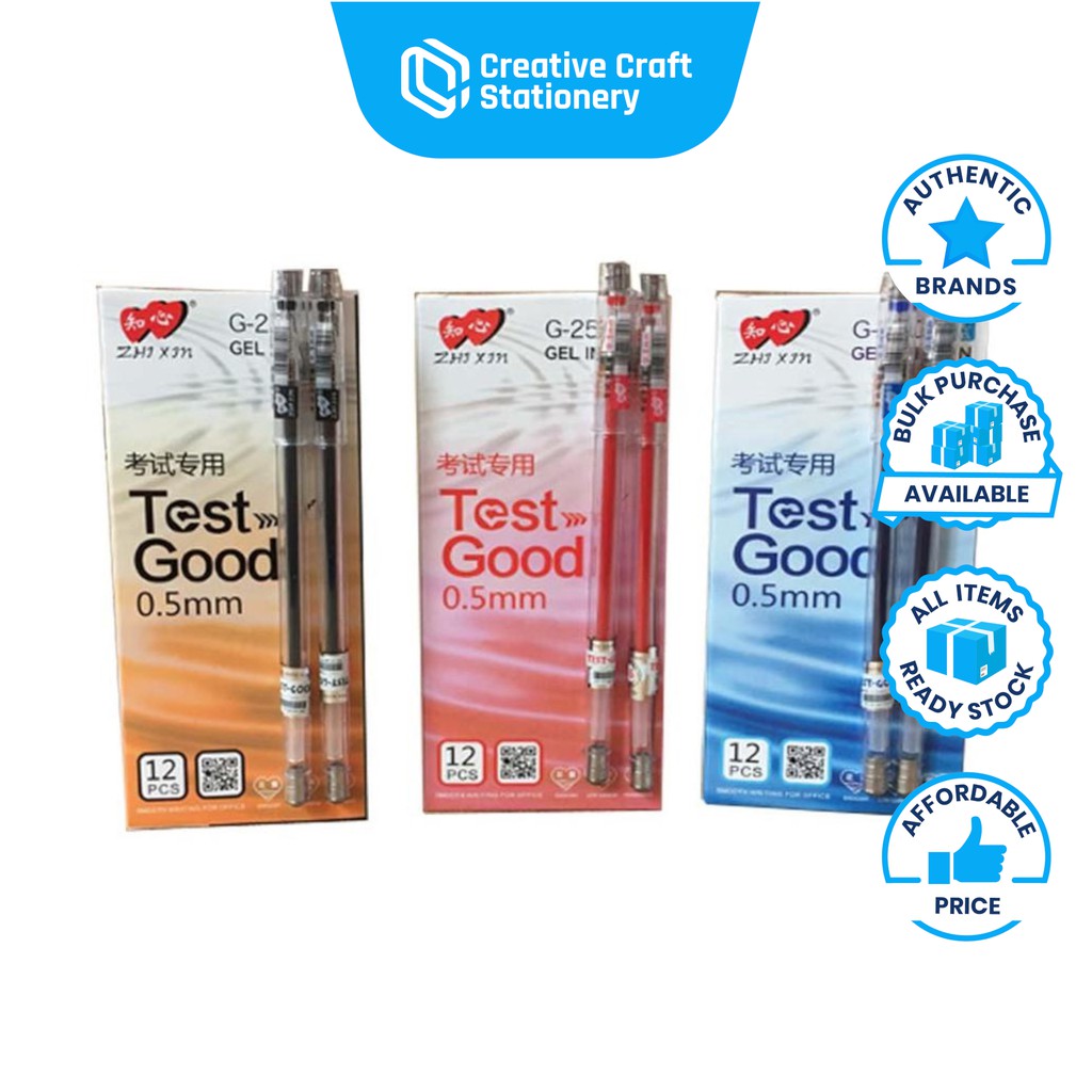 12pc x G2501 0.5mm Gel Ink Pen | Blue Black Red | Pen Basah Pen Dakwat ...