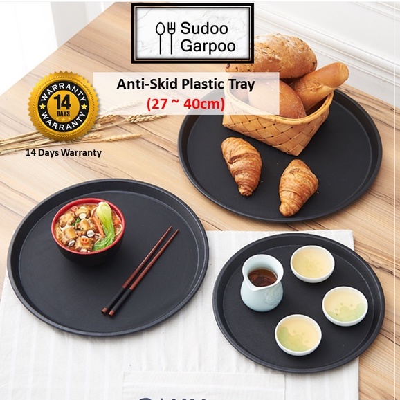 Anti-Skid~ Round Plastic Serving Tray/ Dulang Makanan Bulat Anti-Selip ...