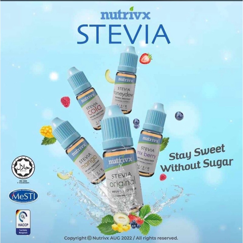 [FREE WATER BOTTLE] STEVIA NUTRIVX ORIGINAL & FLAVOUR-ZERO KALORI | Shopee Malaysia