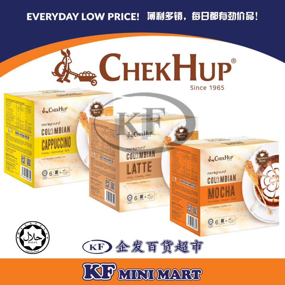 PREMIX COFFEE Chek Hup Microground Colombian 6x23g Cappuccino , Latte ...